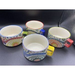 Pier 1 | Kitchen | Pier Paisley Batik Stackable Coffee Mugs Wstand Hand ...